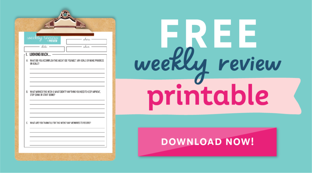 7 Days of Free Printables - Weekly Review Printable - Get Organized HQ